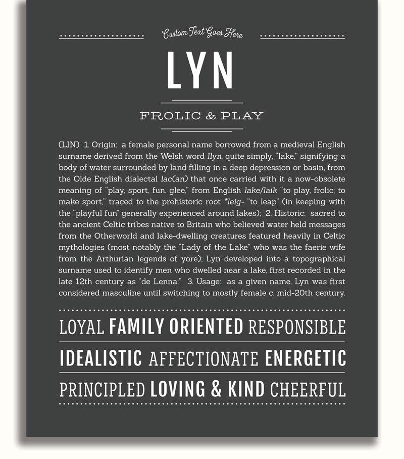 Lyn Personalized Name Meaning Art Prints – Name Stories