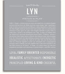 Lyn Personalized Name Meaning Art Prints – Name Stories