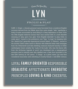 Lyn Personalized Name Meaning Art Prints – Name Stories