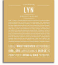 Lyn Personalized Name Meaning Art Prints – Name Stories