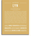 Lyn Personalized Name Meaning Art Prints – Name Stories