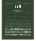 Lyn Personalized Name Meaning Art Prints – Name Stories