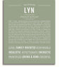 Lyn Personalized Name Meaning Art Prints – Name Stories