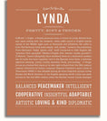 Lynda Personalized Name Meaning Art Prints – Name Stories