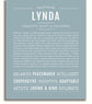 Lynda Personalized Name Meaning Art Prints – Name Stories