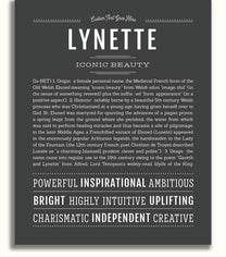 Lynette Personalized Name Meaning Art Prints – Name Stories