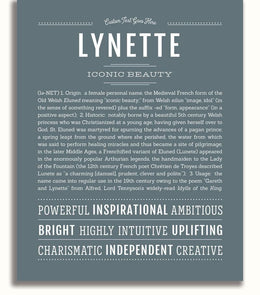 Lynette Personalized Name Meaning Art Prints – Name Stories