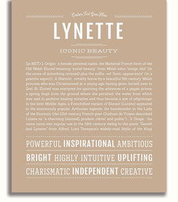 Lynette Personalized Name Meaning Art Prints – Name Stories