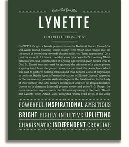 Lynette Personalized Name Meaning Art Prints – Name Stories