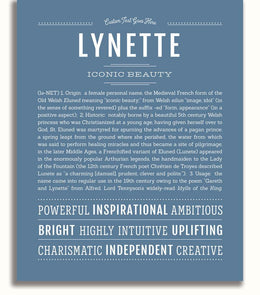 Lynette Personalized Name Meaning Art Prints – Name Stories