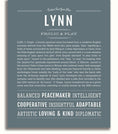 Lynn Personalized Name Meaning Art Prints – Name Stories