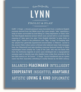 Lynn Personalized Name Meaning Art Prints – Name Stories