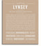 Lynsey Personalized Name Meaning Art Prints – Name Stories