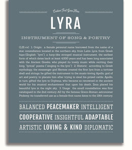Lyra Personalized Name Meaning Art Prints – Name Stories