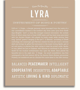Lyra Personalized Name Meaning Art Prints – Name Stories
