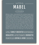 Mabel Personalized Name Meaning Art Prints – Name Stories