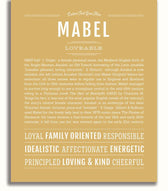 Mabel Personalized Name Meaning Art Prints – Name Stories