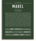 Mabel Personalized Name Meaning Art Prints – Name Stories