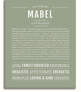 Mabel Personalized Name Meaning Art Prints – Name Stories