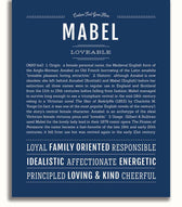 Mabel Personalized Name Meaning Art Prints – Name Stories