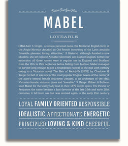 Mabel Personalized Name Meaning Art Prints – Name Stories