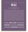 Mac Personalized Name Meaning Art Prints – Name Stories
