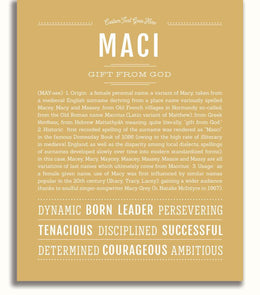 Maci Personalized Name Meaning Art Prints – Name Stories