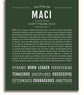 Maci Personalized Name Meaning Art Prints – Name Stories