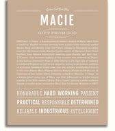 Macie Personalized Name Meaning Art Prints – Name Stories
