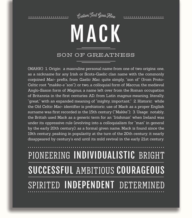 Mack Personalized Name Meaning Art Prints – Name Stories