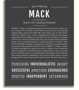Mack Personalized Name Meaning Art Prints – Name Stories