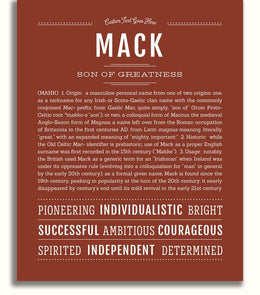 Mack Personalized Name Meaning Art Prints – Name Stories