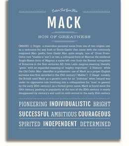 Mack Personalized Name Meaning Art Prints – Name Stories