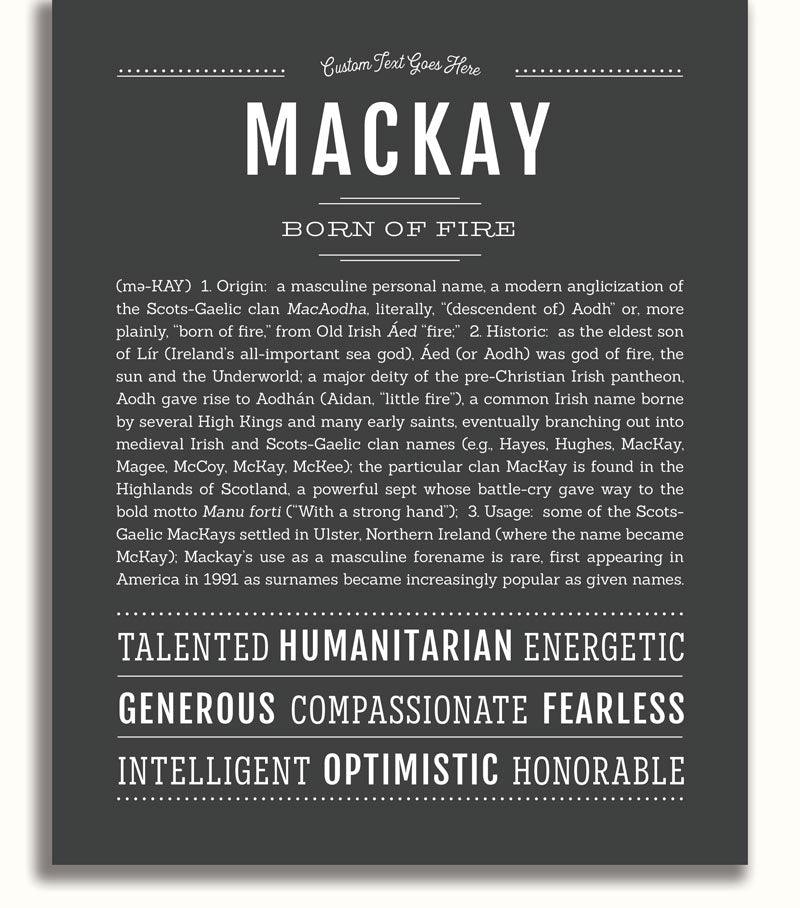 Mackay Personalized Name Meaning Art Prints – Name Stories