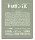 Mackenzie Personalized Name Meaning Art Prints – Name Stories