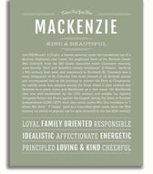 Mackenzie Personalized Name Meaning Art Prints – Name Stories