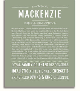 Mackenzie Personalized Name Meaning Art Prints – Name Stories