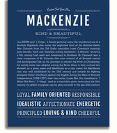 Mackenzie Personalized Name Meaning Art Prints – Name Stories