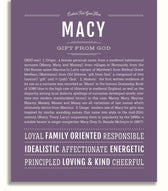 Macy Personalized Name Meaning Art Prints – Name Stories