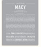 Macy Personalized Name Meaning Art Prints – Name Stories