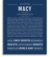 Macy Personalized Name Meaning Art Prints – Name Stories