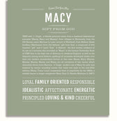 Macy Personalized Name Meaning Art Prints – Name Stories
