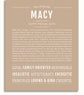 Macy Personalized Name Meaning Art Prints – Name Stories