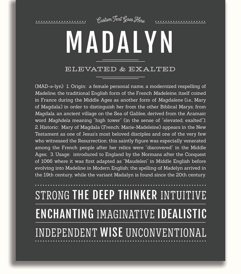 Madalyn Personalized Name Meaning Art Prints – Name Stories