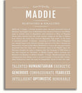 Maddie Personalized Name Meaning Art Prints – Name Stories