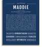 Maddie Personalized Name Meaning Art Prints – Name Stories