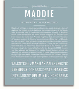 Maddie Personalized Name Meaning Art Prints – Name Stories