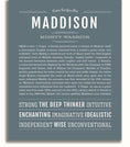 Maddison Personalized Name Meaning Art Prints – Name Stories