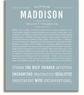 Maddison Personalized Name Meaning Art Prints – Name Stories