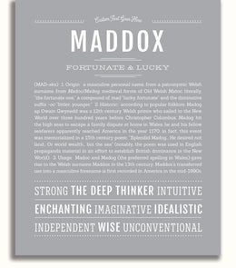 Maddox (male) | Name Art Print – Name Stories